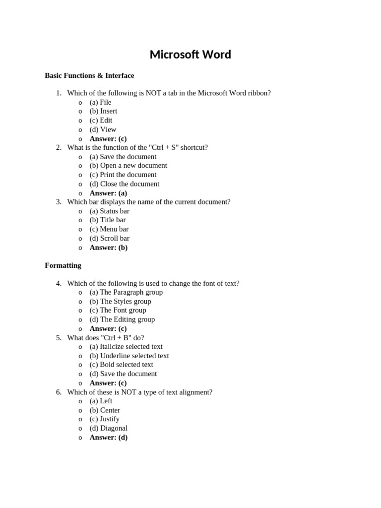 Microsoft Word_MCQ | PDF | Microsoft Word | Paragraph
