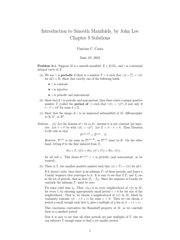 Integral Curves and Flows Solutions | PDF | Differentiable Manifold | Mathematical Objects