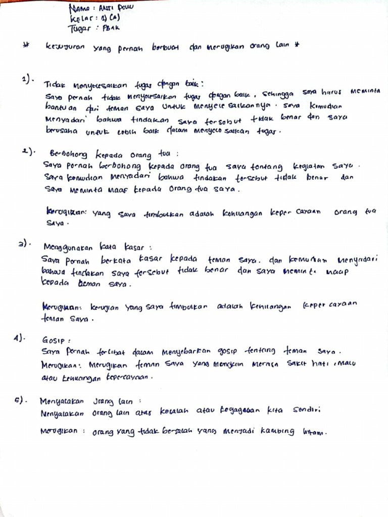 Anti Pellu( Kejujuran Dan Merugikan Orang Lain) | PDF