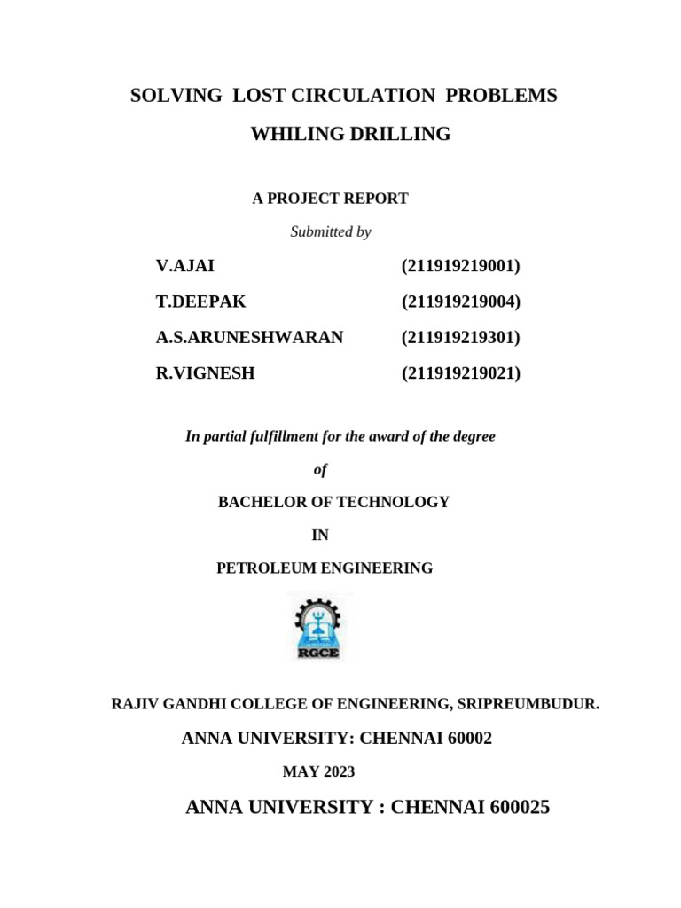 Approaches For Solving Lost Circulation | PDF