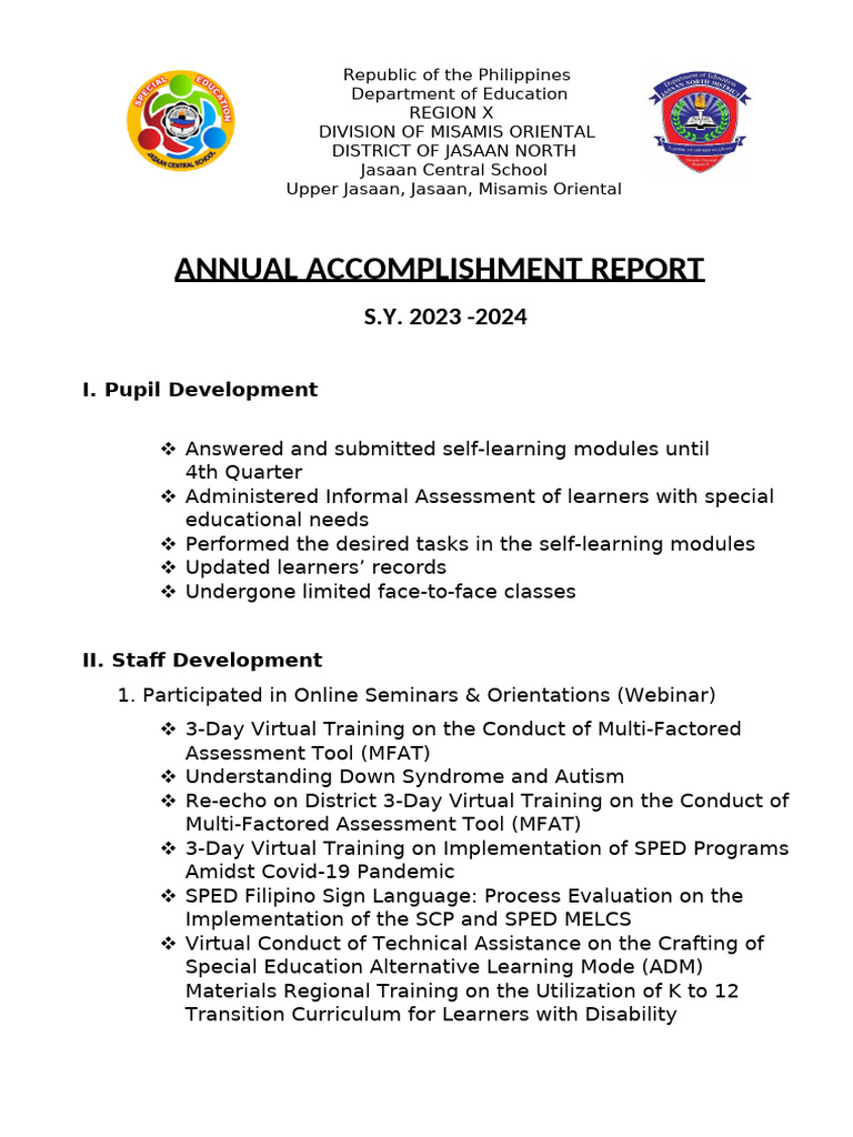 Annual Accomplishment Report | PDF