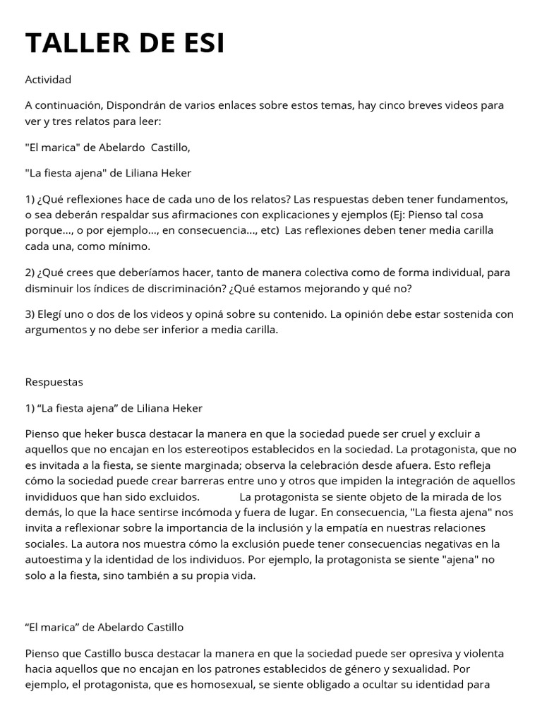 TALLER DE ESI.pdf | PDF | Discriminación | Racismo