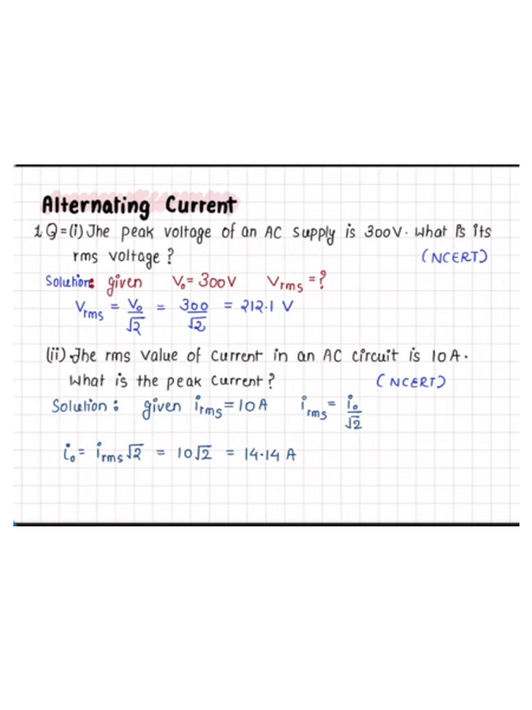 alternating current -diamond questions | PDF