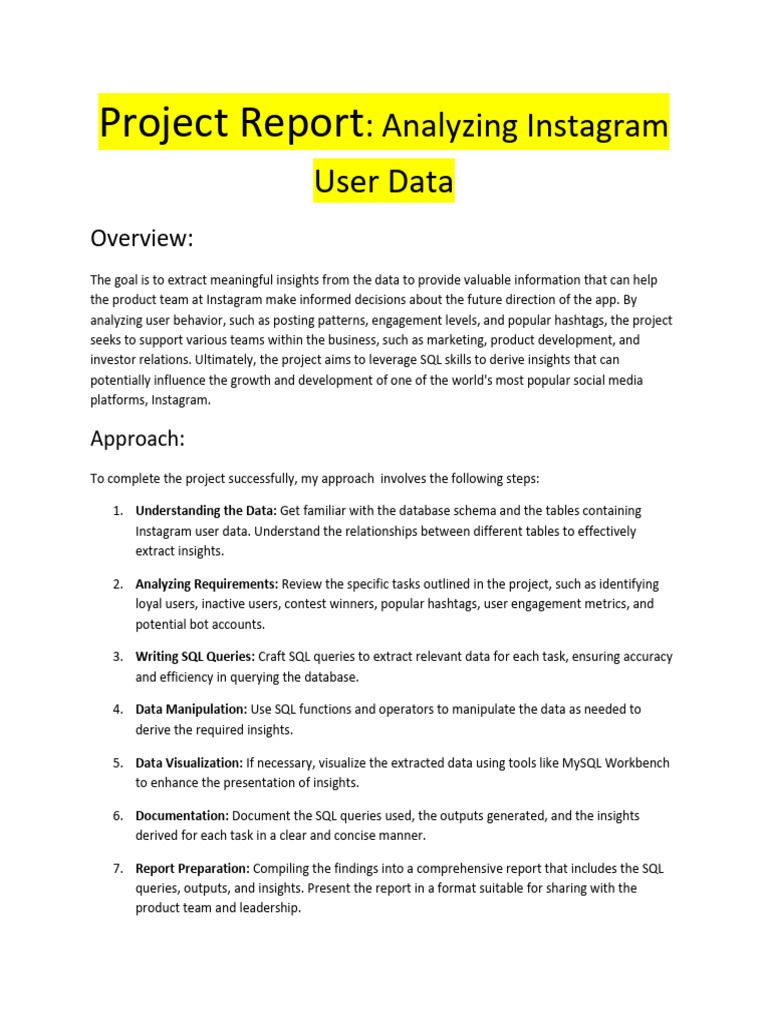 Instagram User Data Analysis Report | PDF | Databases | Data