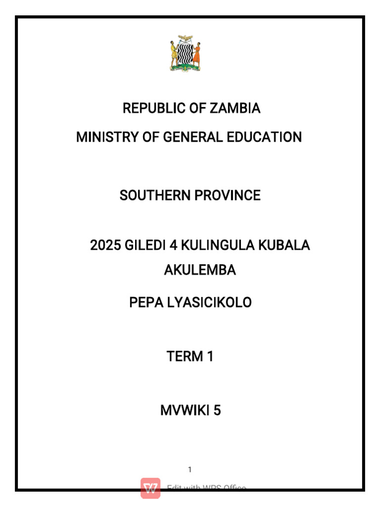 Chitonga Grade 4 Week 5 Term 1 2025-Pepa Sicikolo | PDF