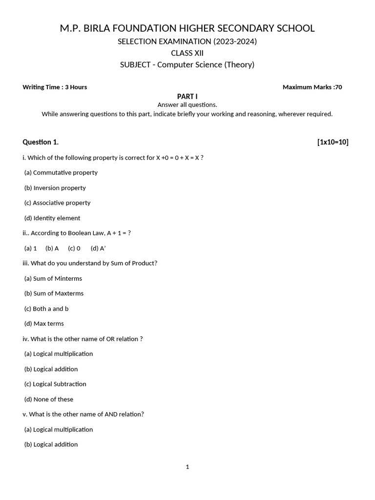 class 12 selection 23-24 | PDF | Logic Gate | Constructor (Object Oriented Programming)