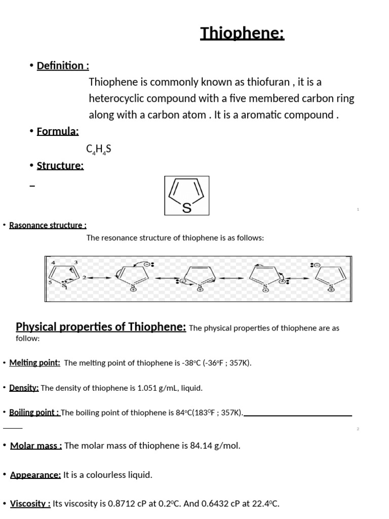 6.4 Thiophene | PDF | Chemical Reactions | Chemistry