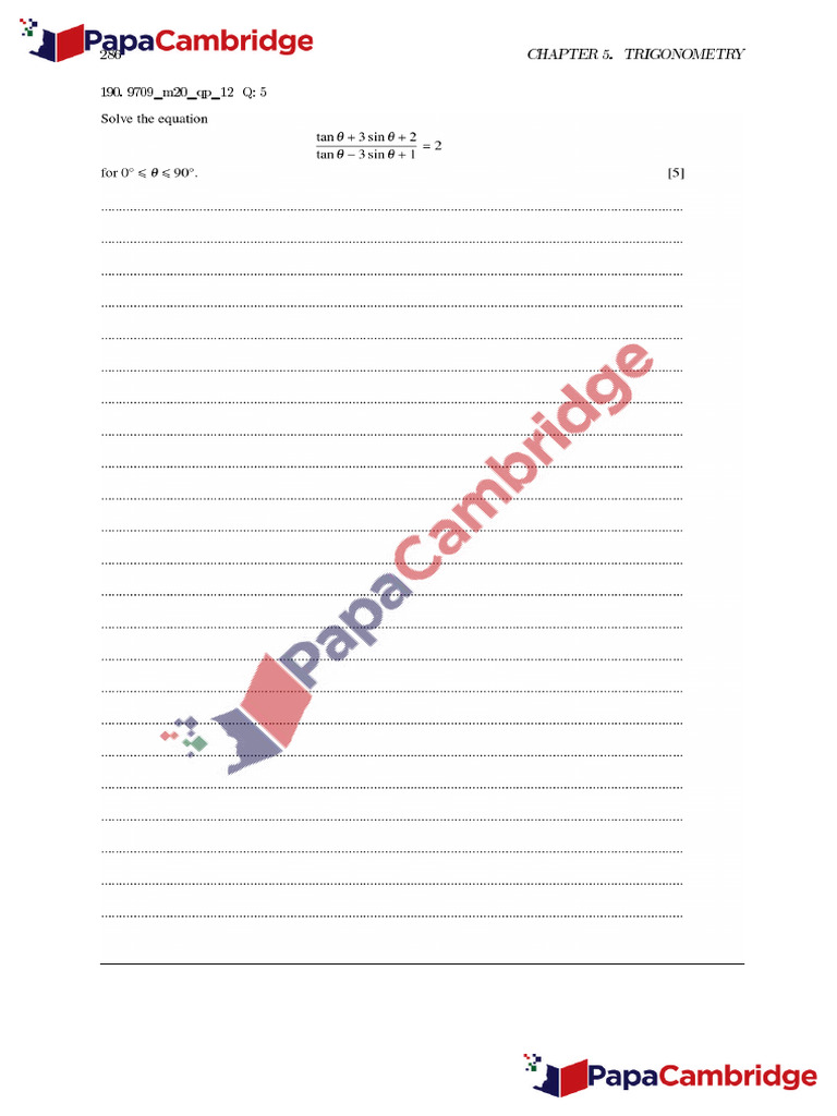 Maths 9709 Paper 1 - Trigonometry | PDF