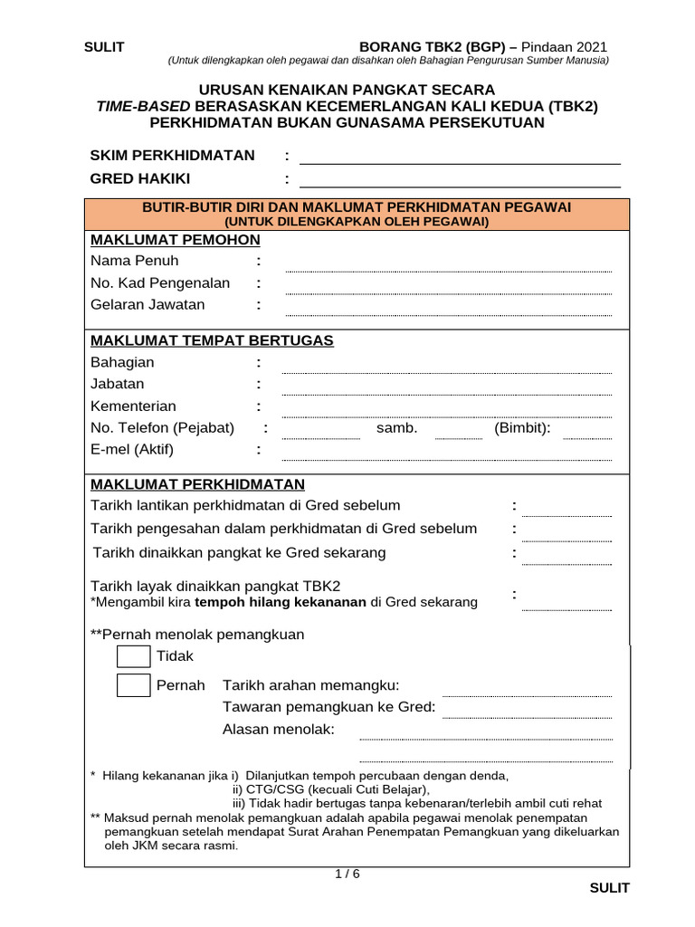 Borang TBK2 (BGP) - Pindaan 2021 | PDF