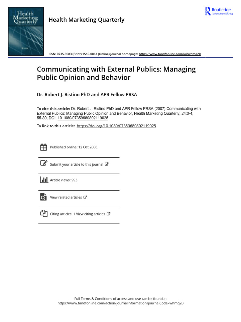 Managing Public Opinion in Health PR | PDF | Target Audience ...