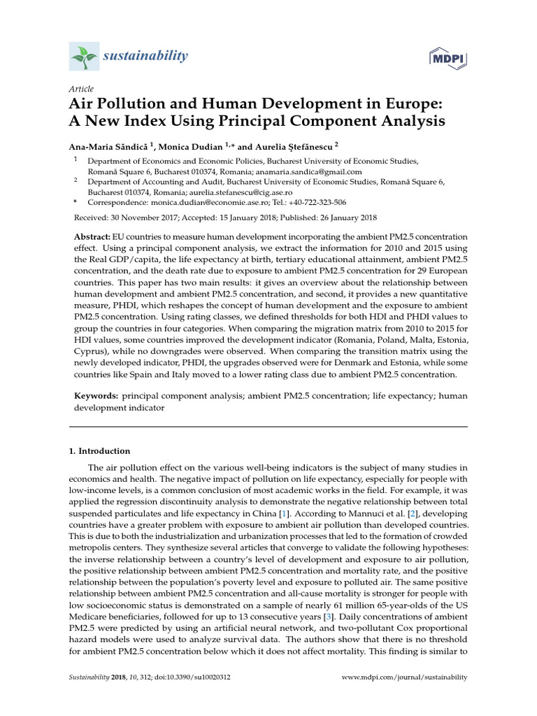 Air Pollution and Human Development in Europe A Ne | PDF | Principal Component Analysis | Air ...