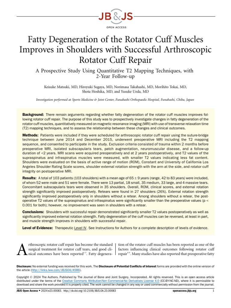 Fatty Degeneration of The Rotator Cuff Muscles.8 | PDF | Magnetic ...