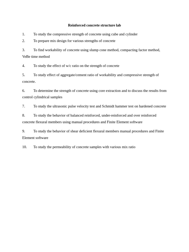 Reinforced Concrete Structure Lab | PDF