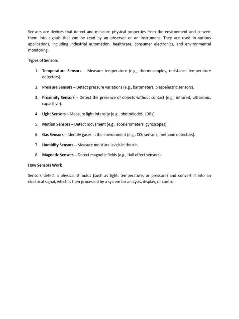 What are sensors | PDF
