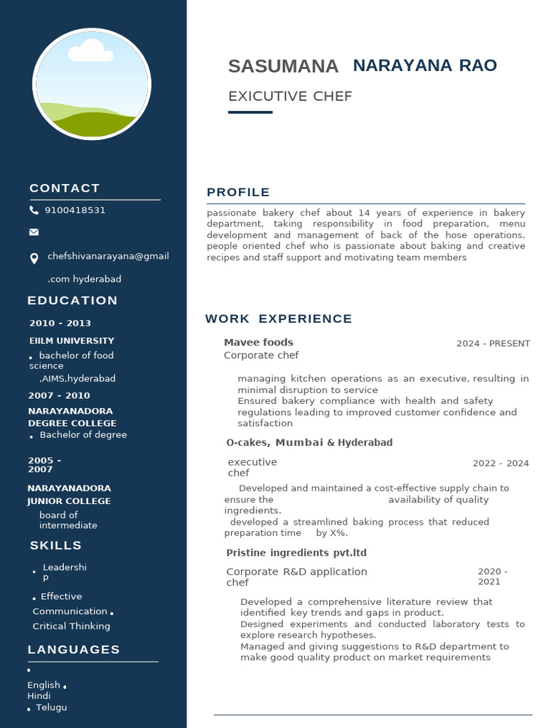 Passionate Bakery Chef About 14 Years of Experience in Bakery ...