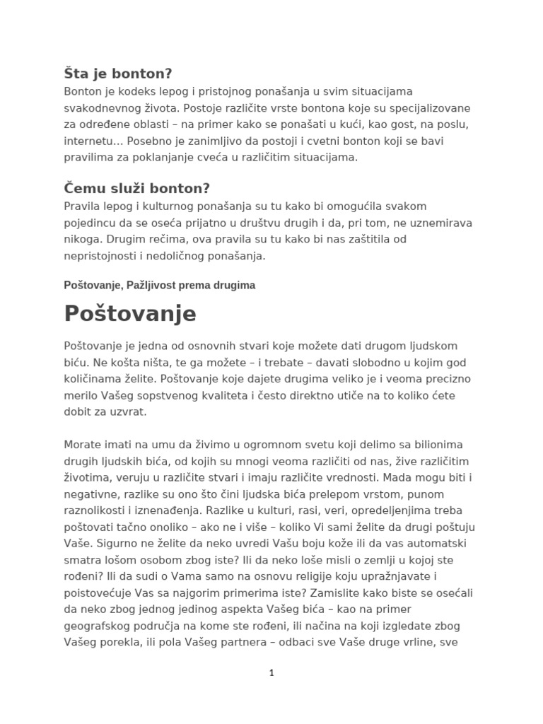 Šta Je Bonton | PDF
