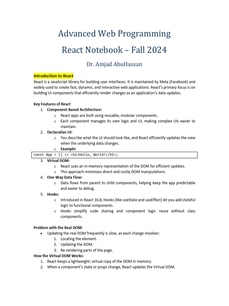 Part 05 - React Notebook | PDF | Document Object Model | Java Script