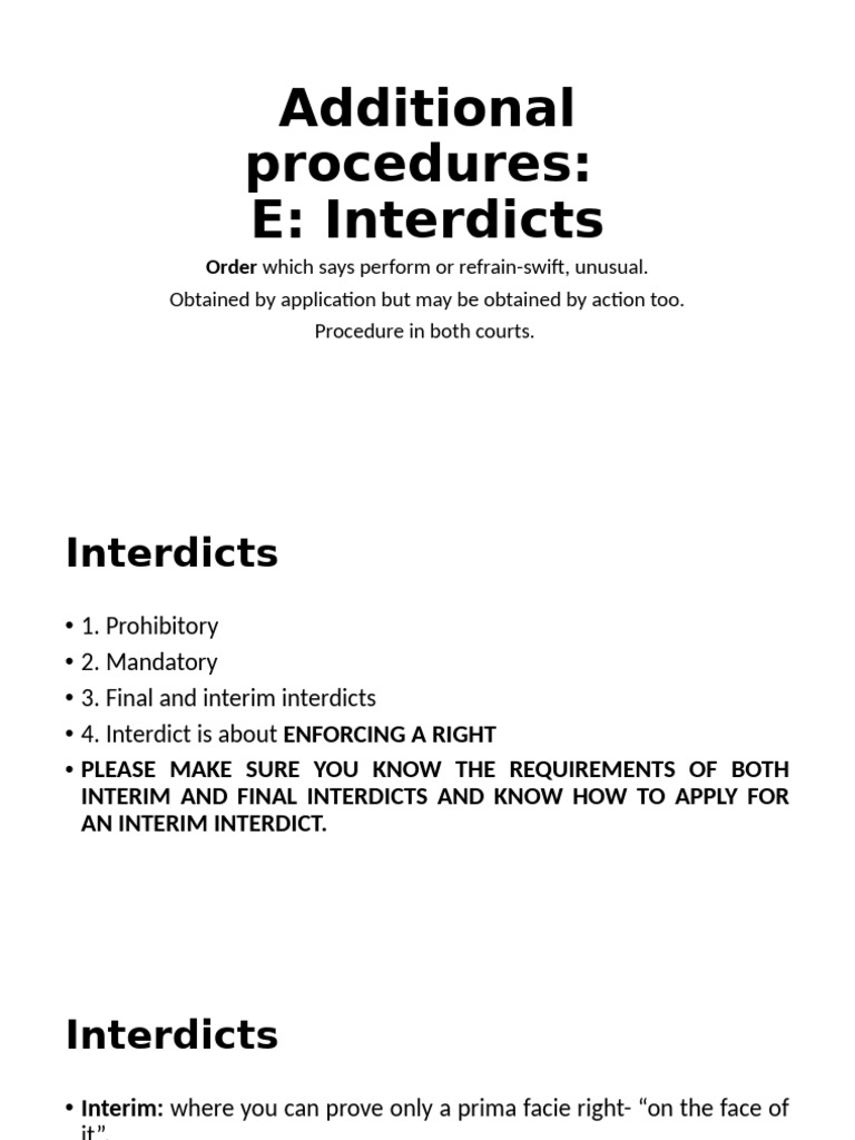Slide 22 Interdicts | PDF | Injunction | Legal Remedy