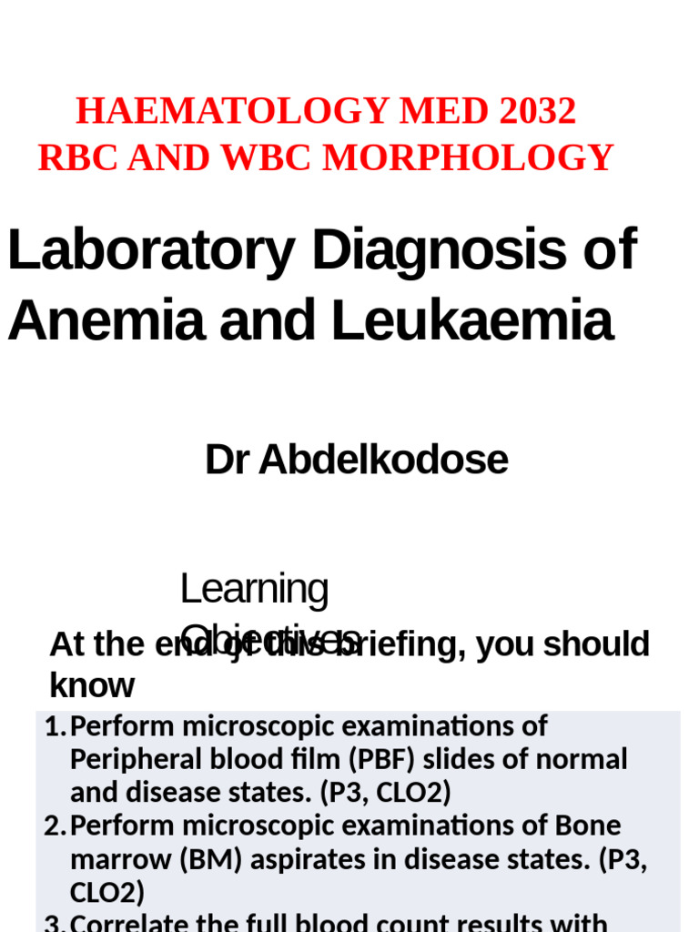Laboratory Diagnosis of Anemia | PDF | Anemia | Red Blood Cell