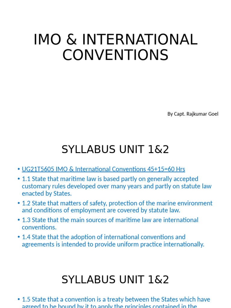 IMO Maritime Law & Conventions Overview | PDF | Admiralty Law ...