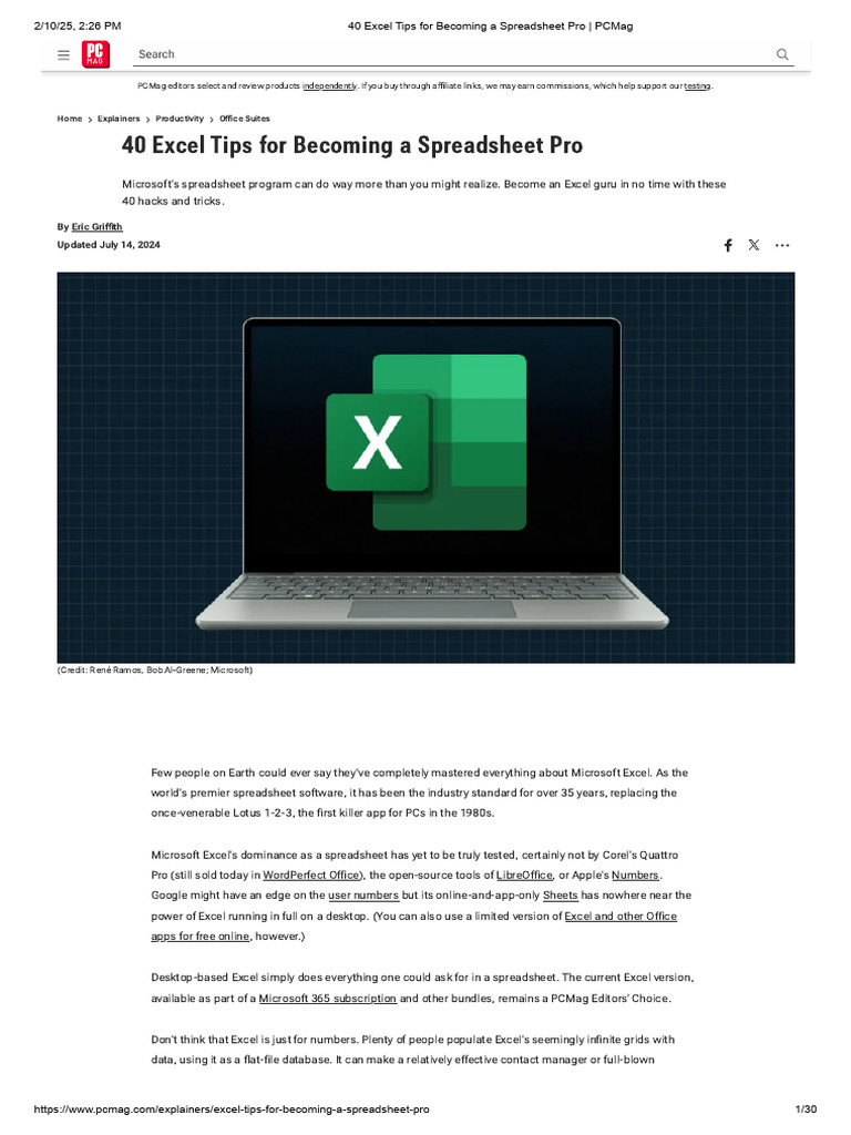 40 Excel Tips For Becoming A Spreadsheet Pro - PCMag | PDF | Microsoft ...