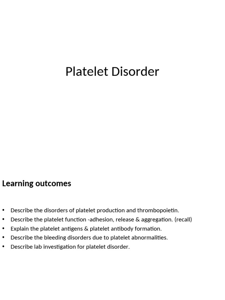 16 Platelets Disorders 2020 | PDF | Platelet | Coagulation