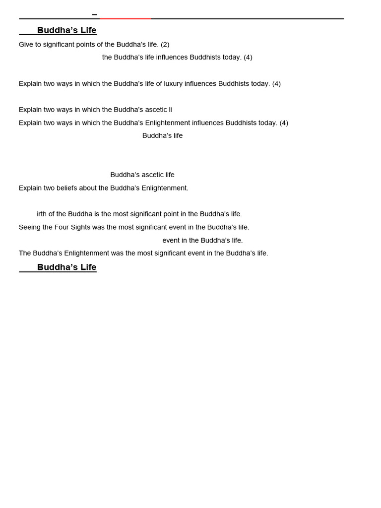 Buddhist Beliefs: Exam Questions Guide | PDF | Four Noble Truths ...