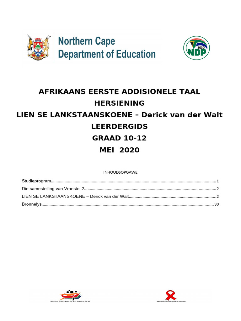 Afrikaans Fal Lien Hersiening Vrae Memo | PDF