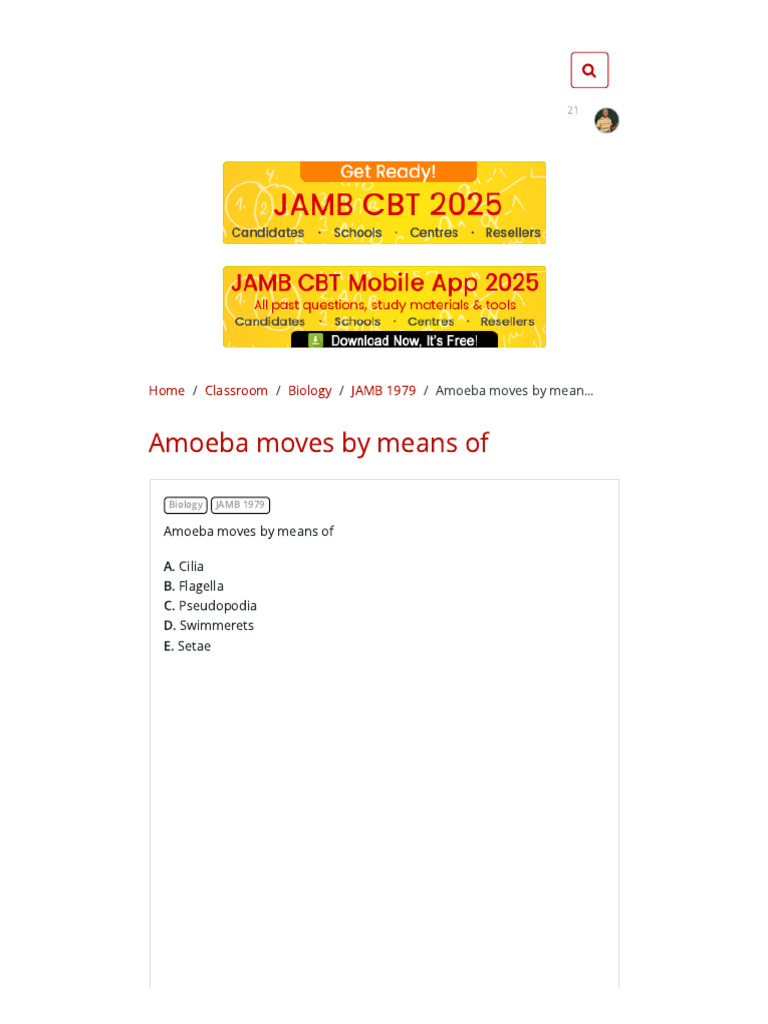 Amoeba Moves by Means of - Myschool (1) | PDF | Protozoa | Cell Biology