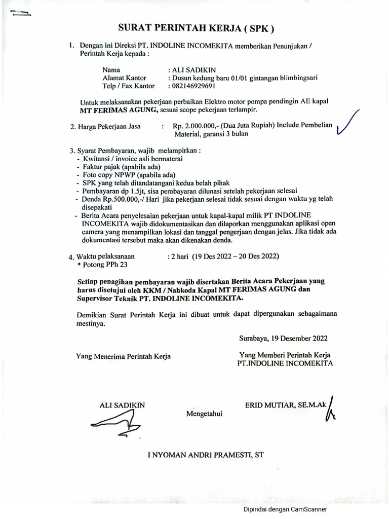 SPK Elmot Agung | PDF