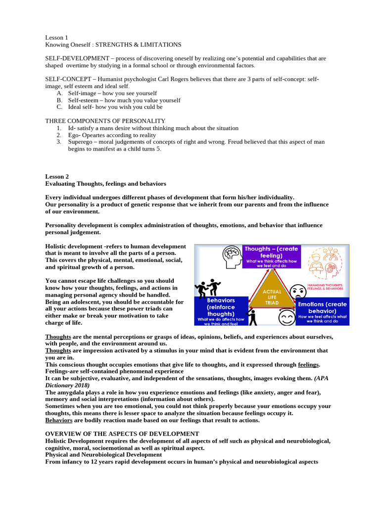 PerDev Summary of Lessons 1 | PDF | Stress (Biology) | Emotions
