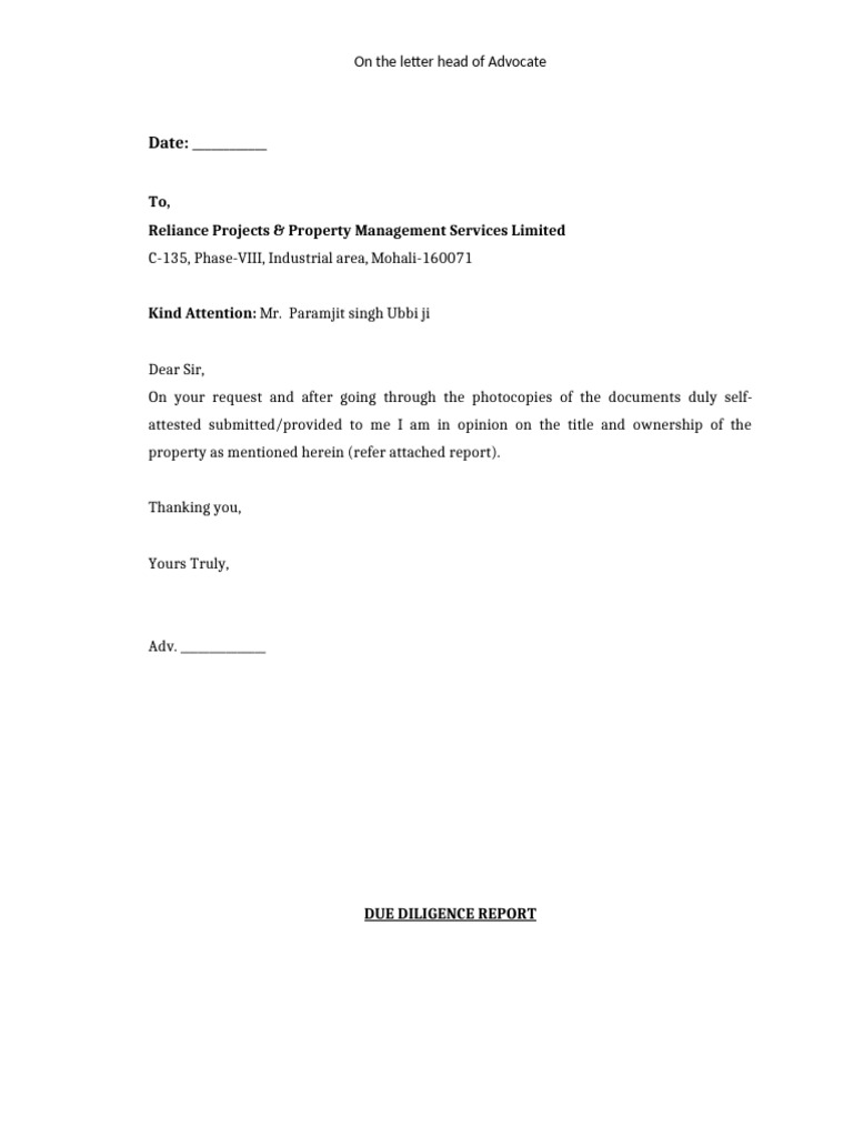Property Due Diligence Report | PDF