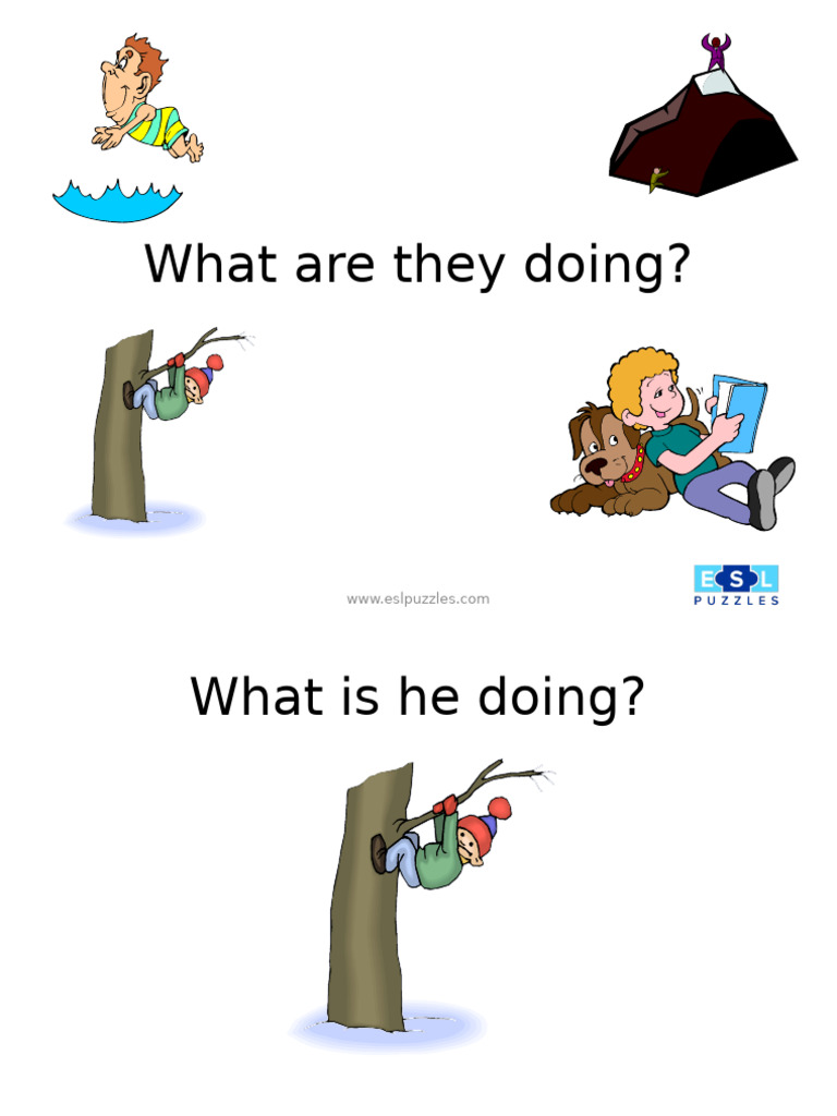 Action Verbs Present Continuous Tense PPT Quiz | PDF