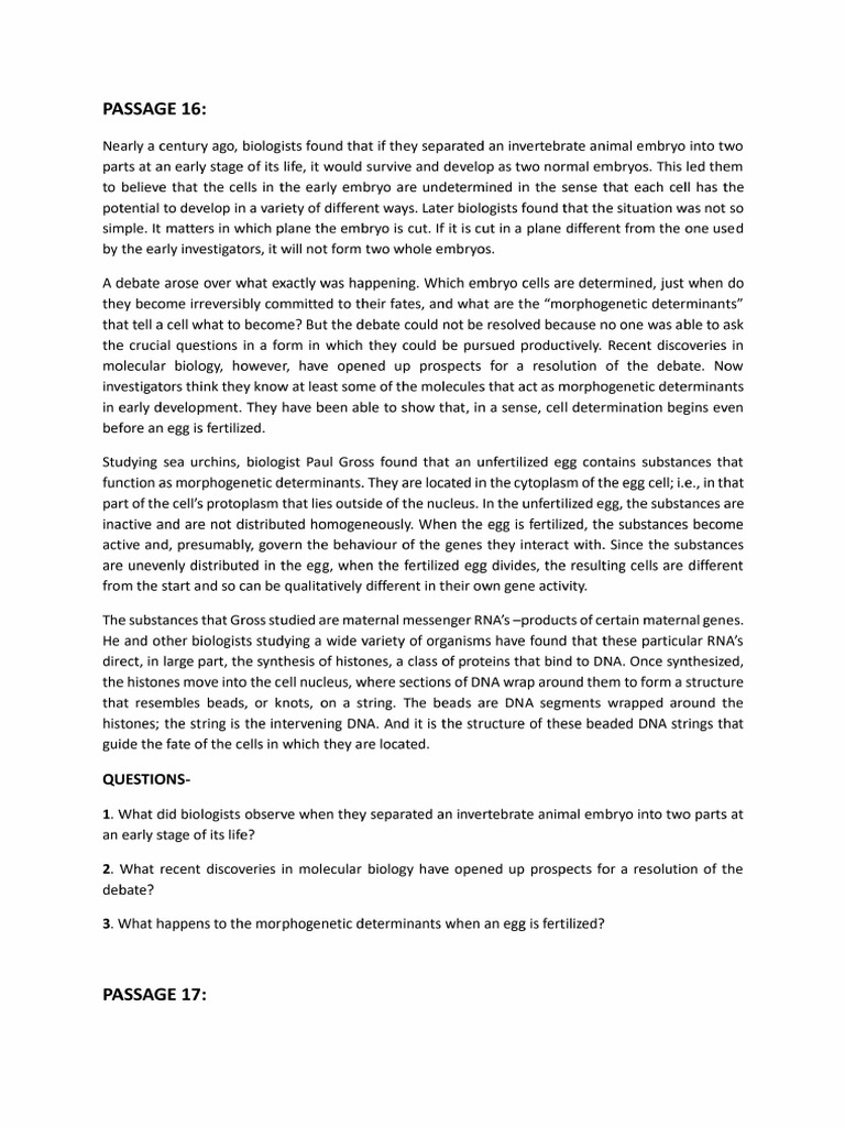 Reading Comprehension Passages | PDF