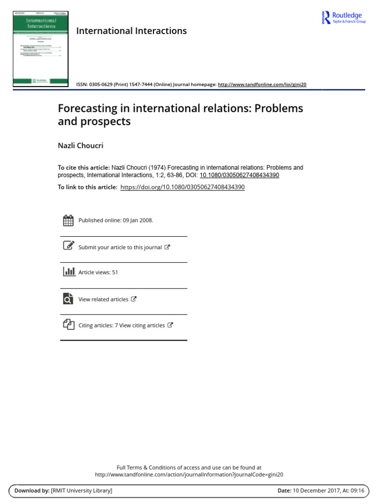 Forecasting in international relations Problems | PDF | Causality | Forecasting
