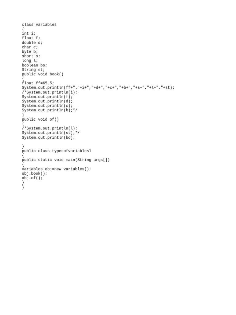 Java Class Variable Examples | PDF