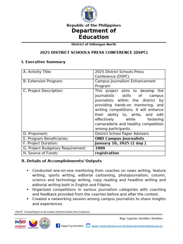 Terminal-Report-Ditrict-Schools-Press-Conference-DSPC 2025 | PDF