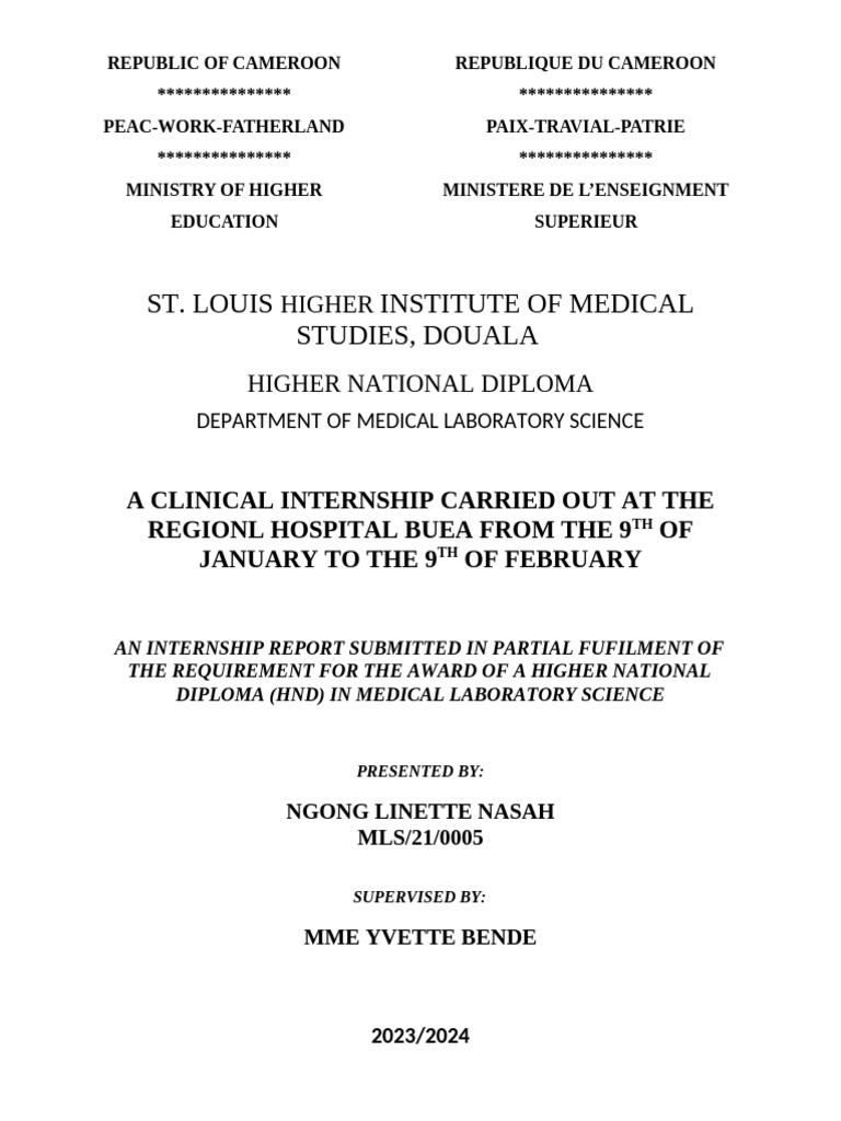 Medical Laboratory Internship Report | PDF | Immunoassay | Blood Plasma