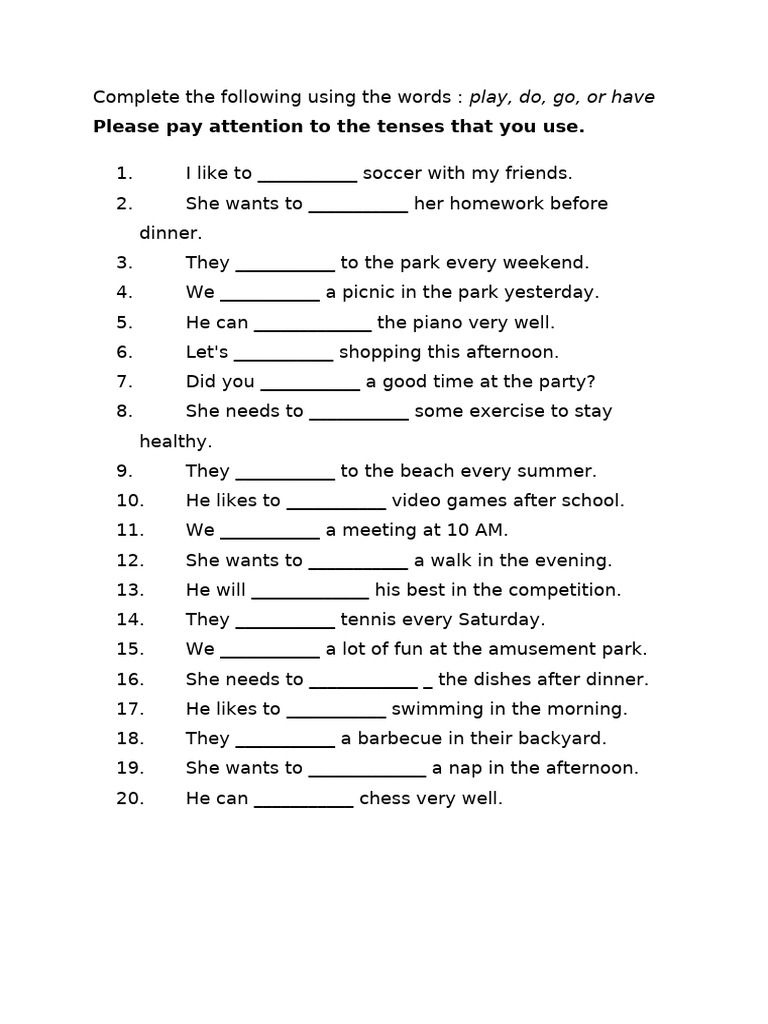Collocation Have, To, Play, Go | PDF