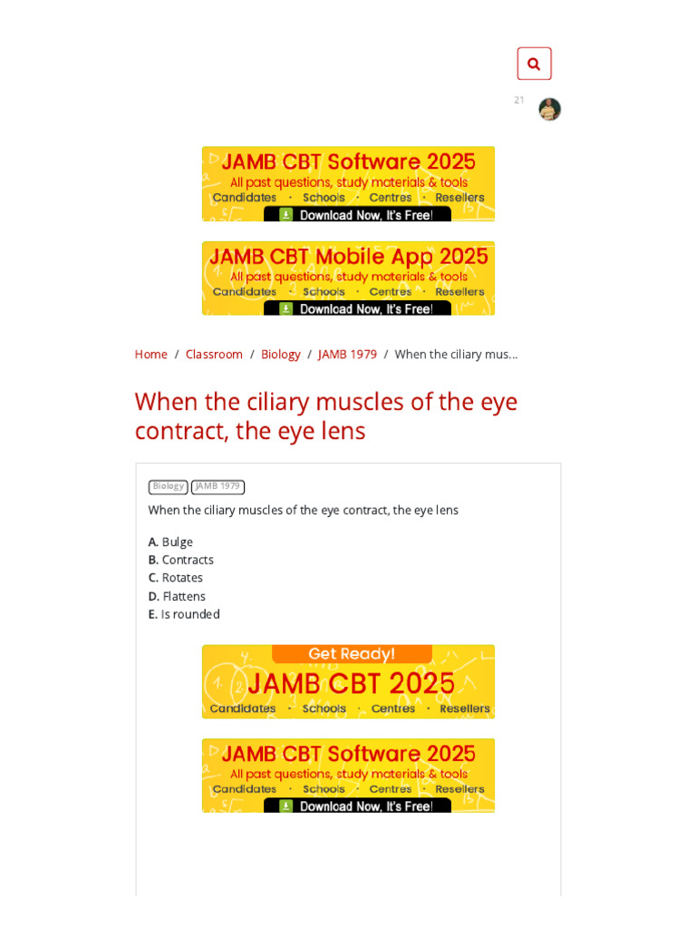 When The Ciliary Muscles of The Eye Contract, The Eye Lens - Myschool ...