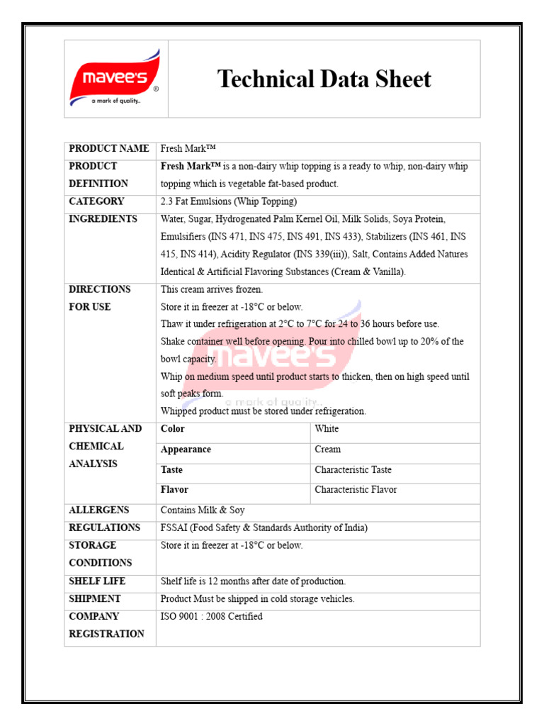 Technical Data Sheet Fresh Mark | PDF