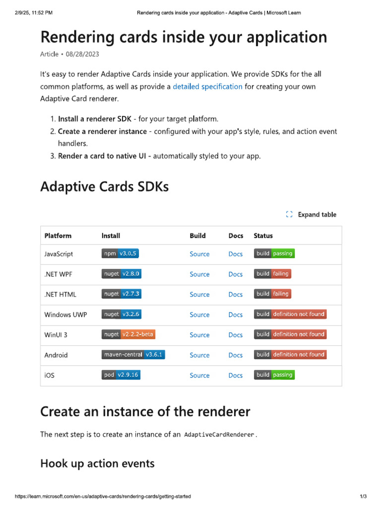 Rendering Cards Inside Your Application | PDF