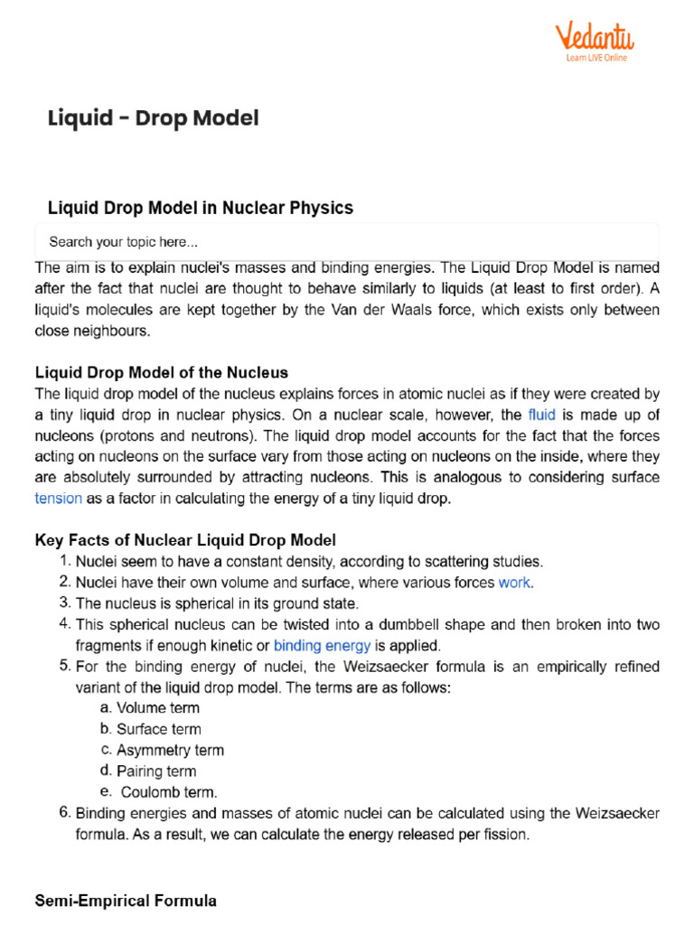 Liquid - Drop Model | PDF