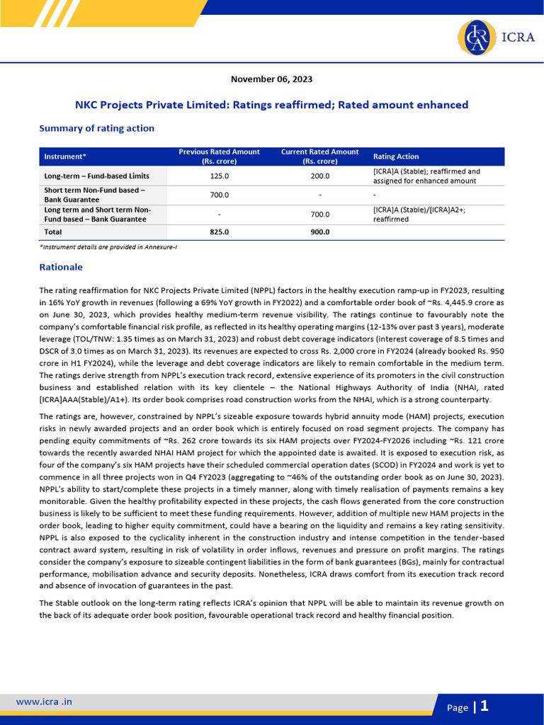 NKC Projects Private Limited | PDF | Banks | Business
