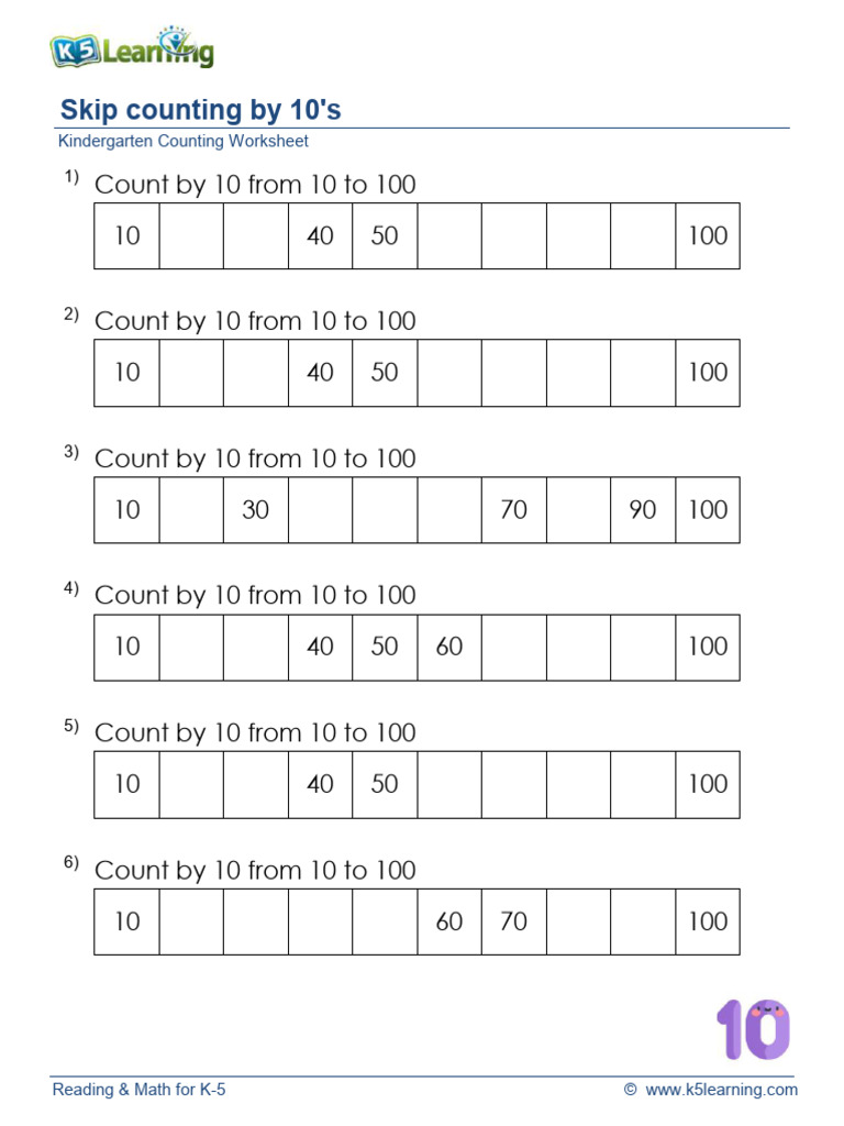 Skip Counting by Tens D | PDF