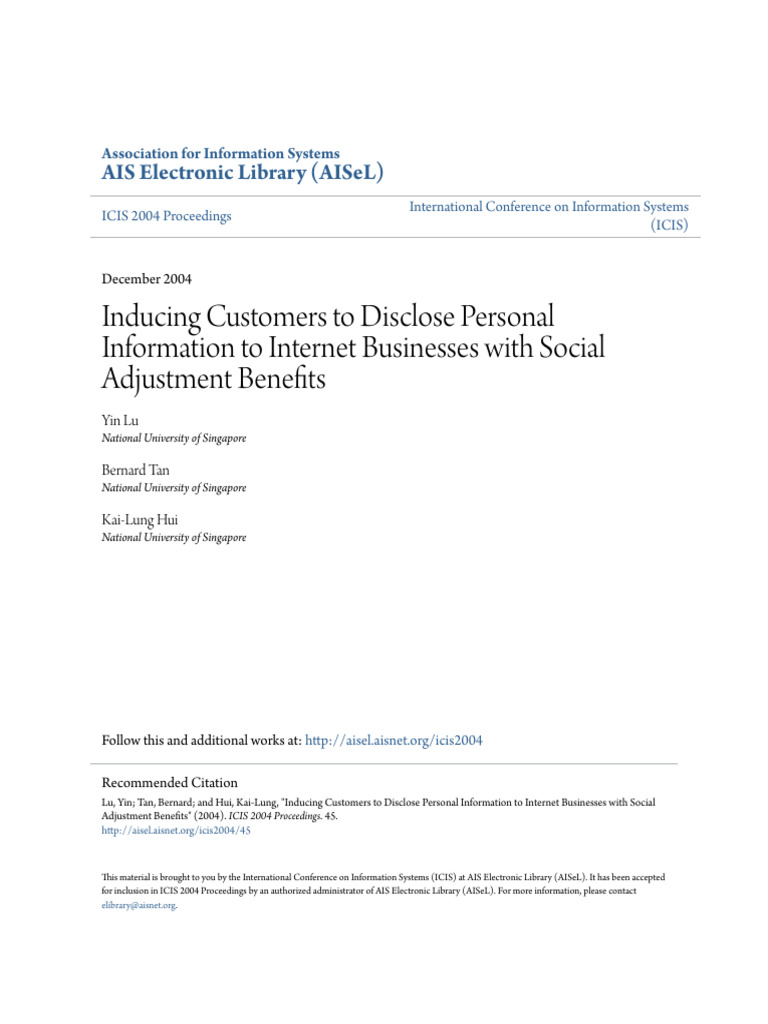 Inducing Personal Info Disclosure Online | PDF | Extraversion And ...