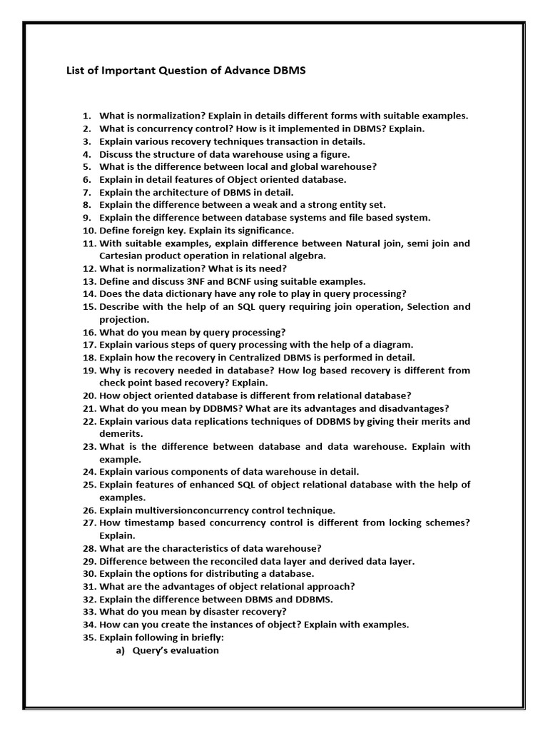 Adbms Ques Bank 11052016 | PDF | Databases | Relational Model