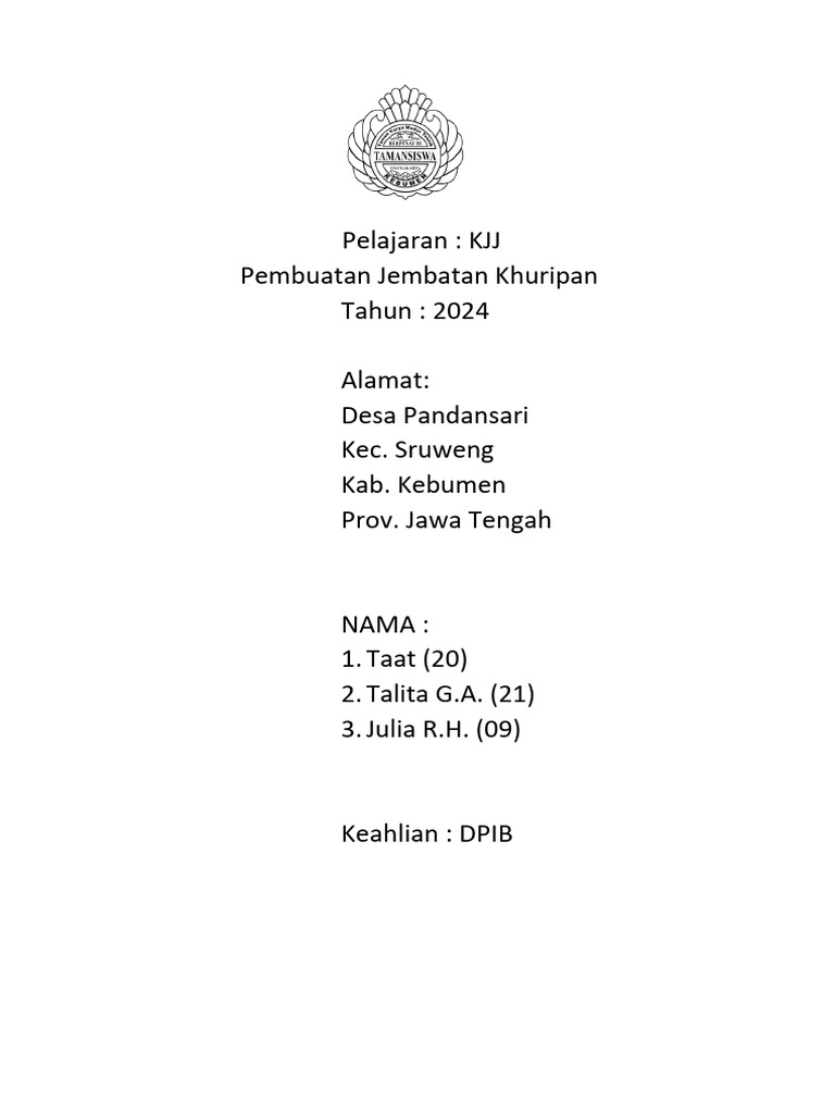 Pembuatan Jembatan Khuripan 2024 (Xii Dpib) | PDF