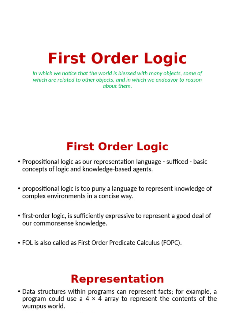 First Order Logic | PDF | Logic | First Order Logic