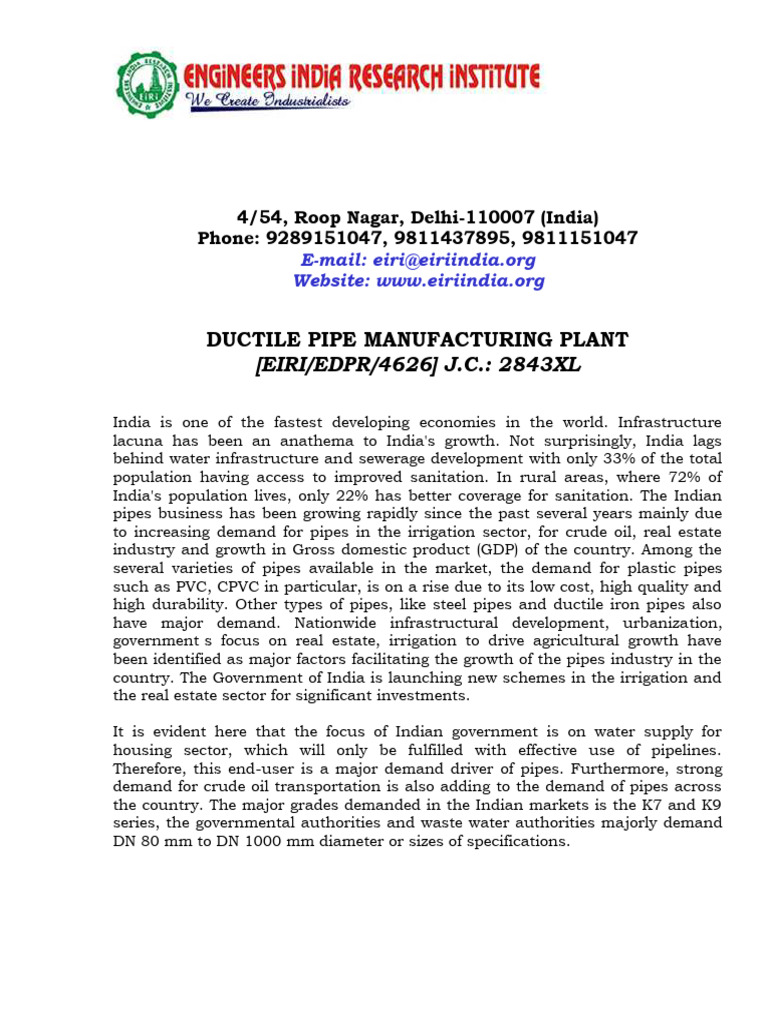 Ductile Iron Pipe Manufacturing Insights | PDF | Pipe (Fluid Conveyance ...